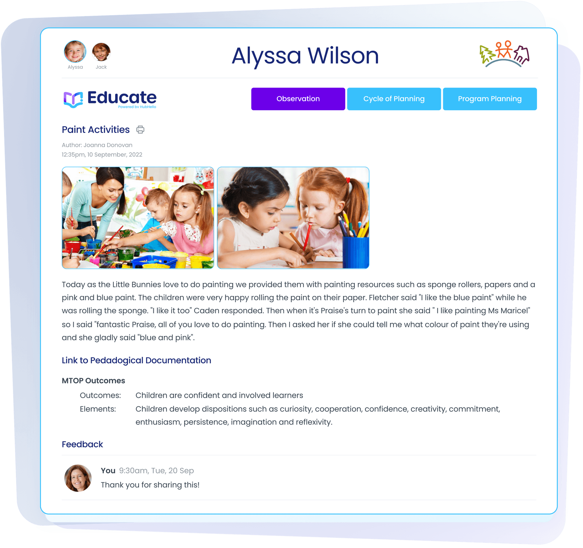 Educate | EYLF programming documentation software